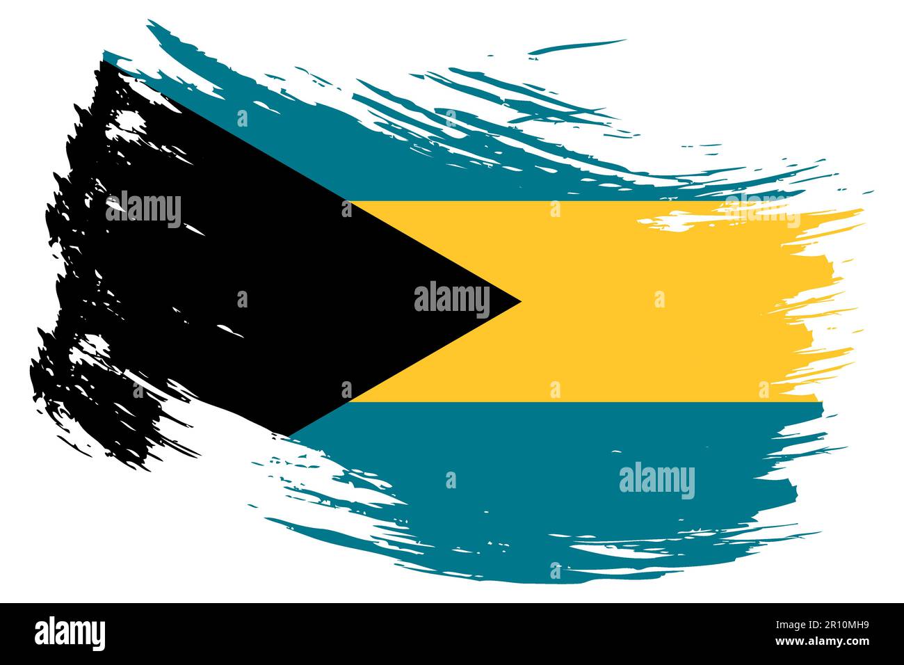 Bahamas brush stroke flag vector background. Hand drawn grunge style ...