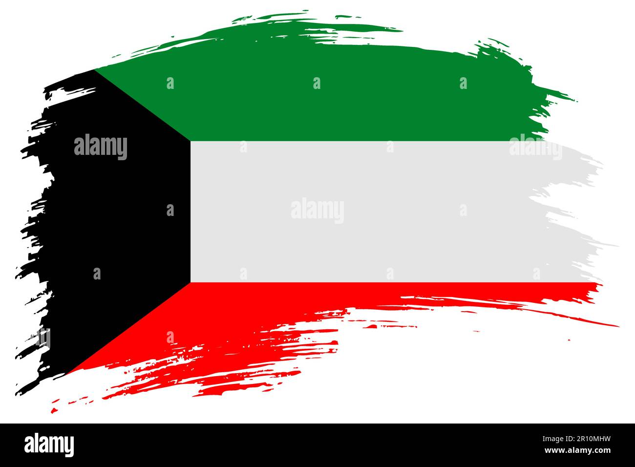 Kuwait brush stroke flag vector background. Hand drawn grunge style ...
