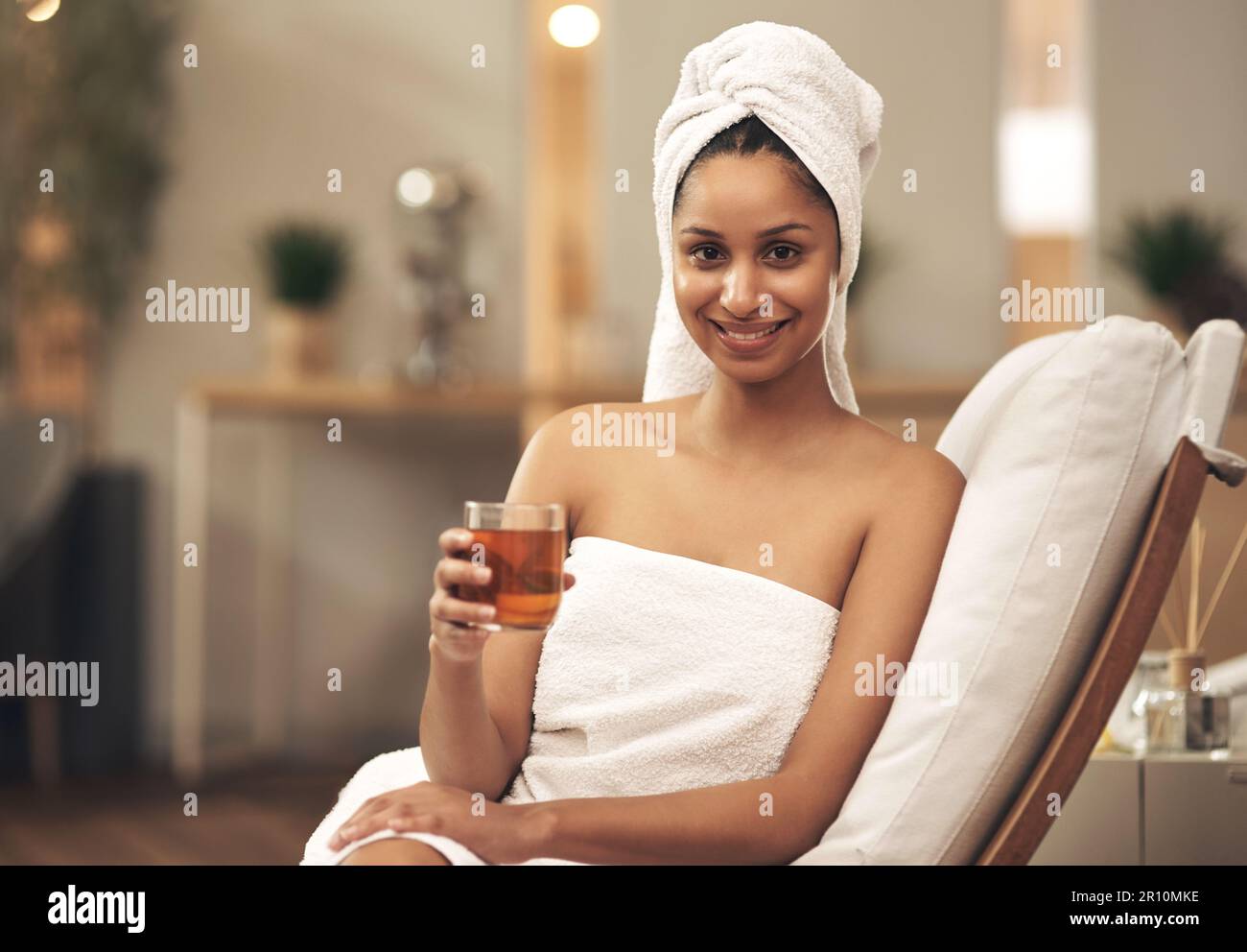 Ive been to many spas and this one is the best by far. a woman drinking ...