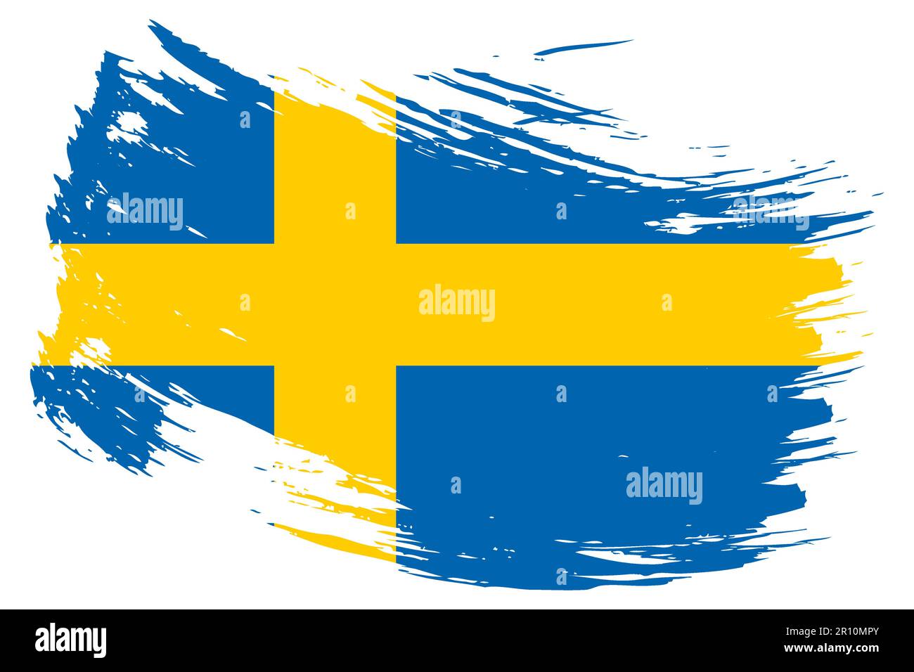 Sweden brush stroke flag vector background. Hand drawn grunge style ...