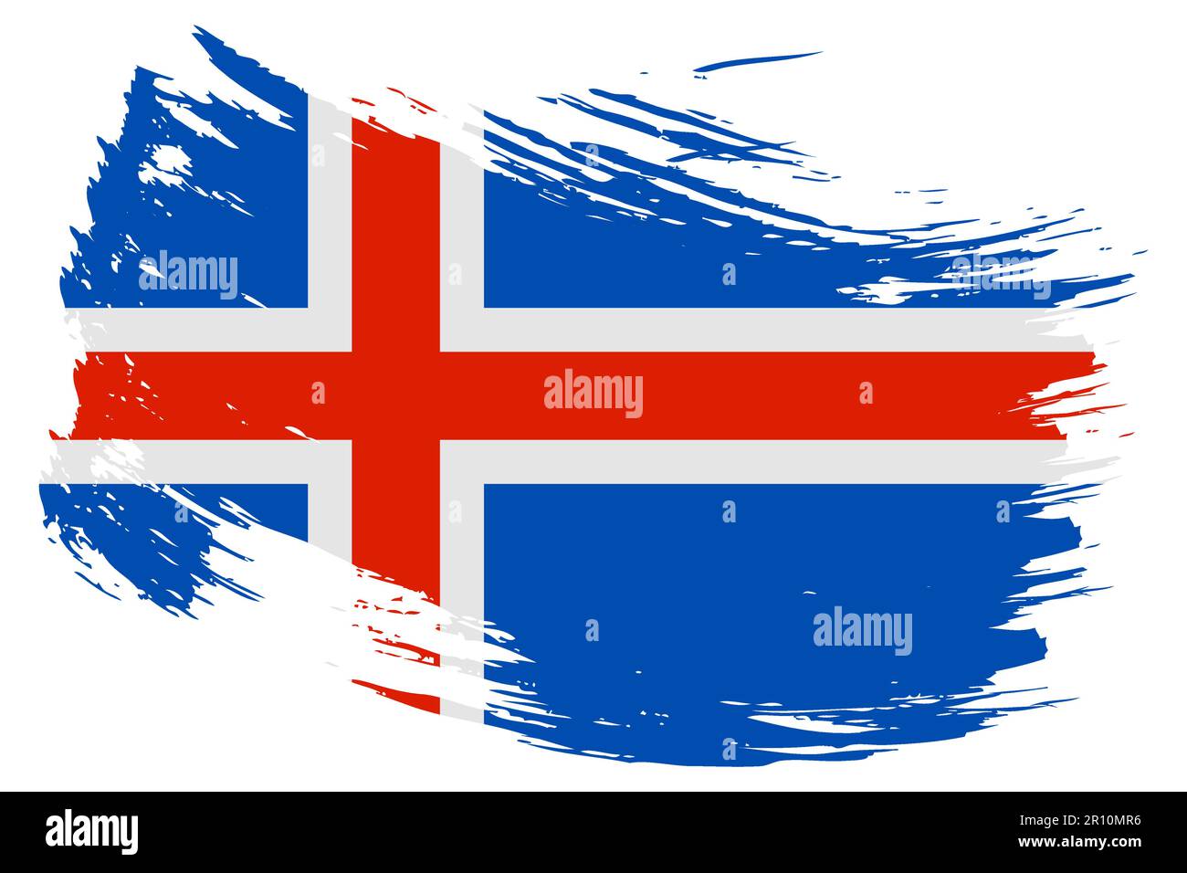Iceland brush stroke flag vector background. Hand drawn grunge style ...