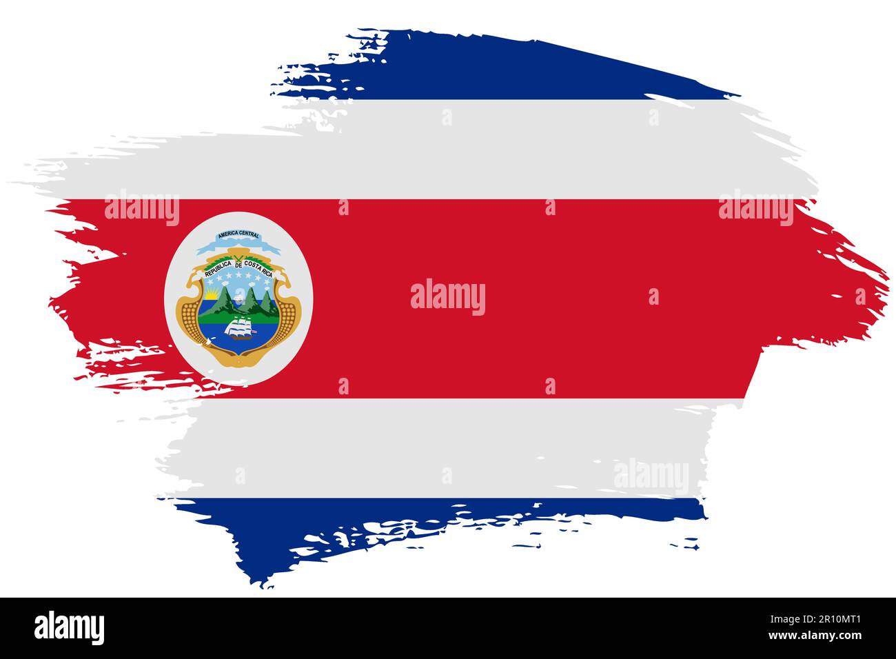 Costa Rica brush stroke flag vector background. Hand drawn grunge style ...