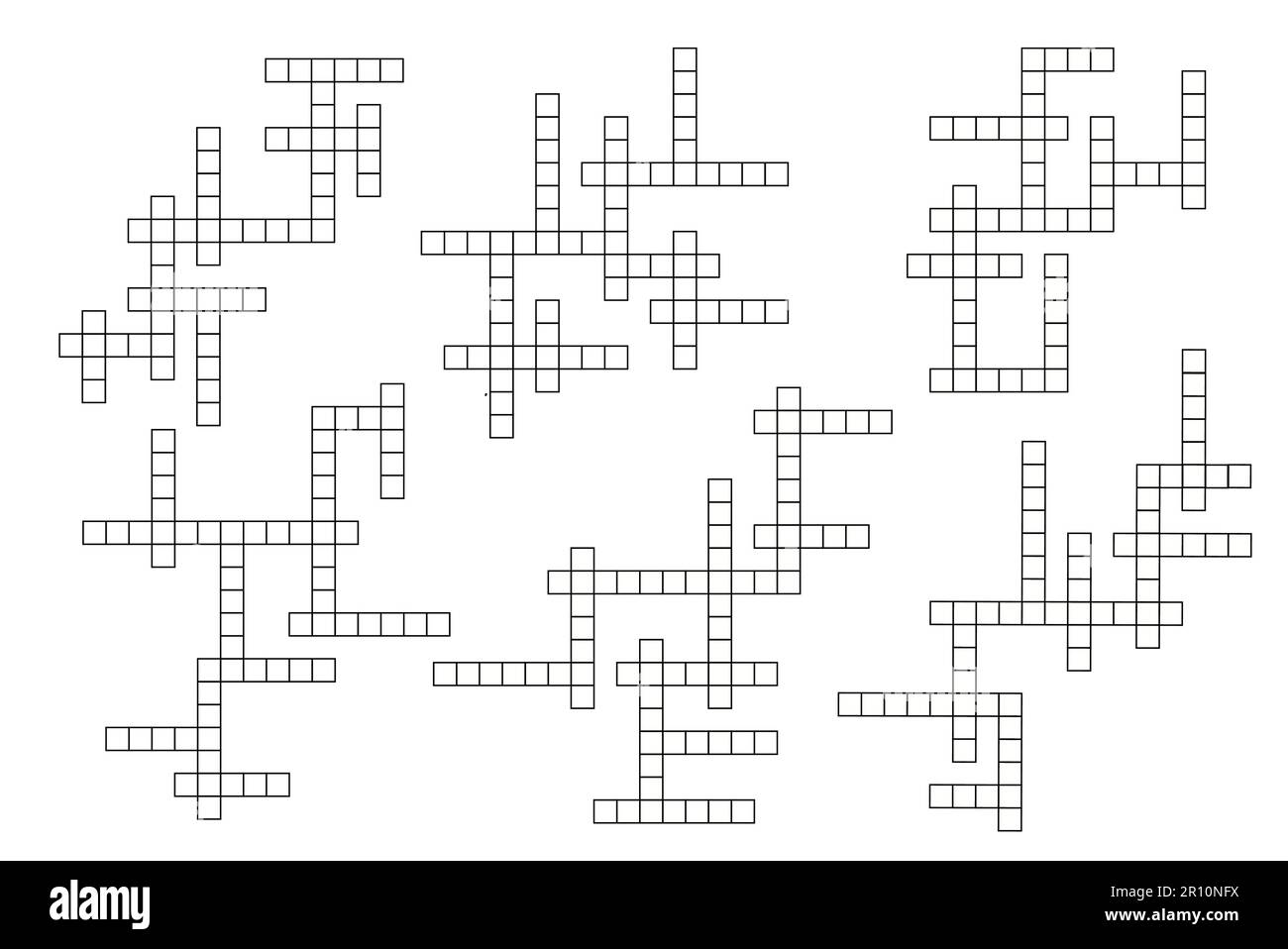 Crossword game grids, blank boxes for word riddle or puzzle quiz ...