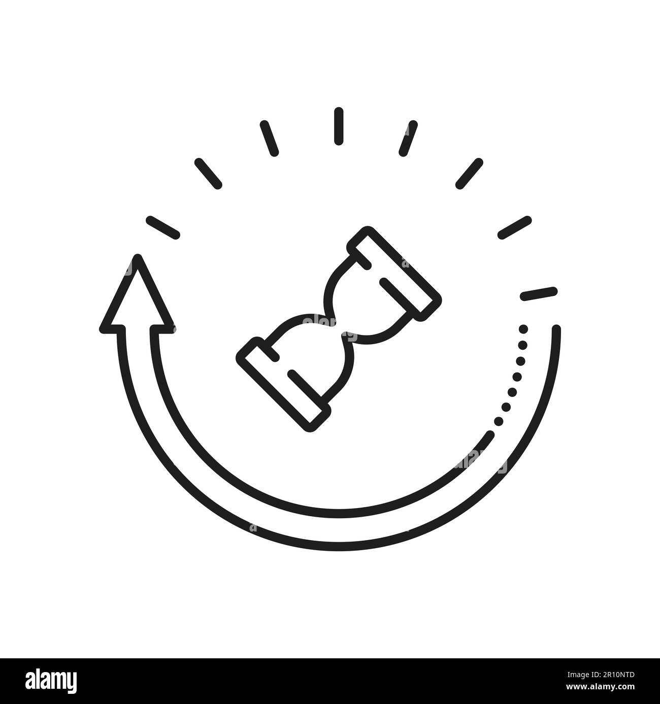 Rotating Hourglass Isolated Time Management Measuring Device Sand Clock Outline Icon Vector