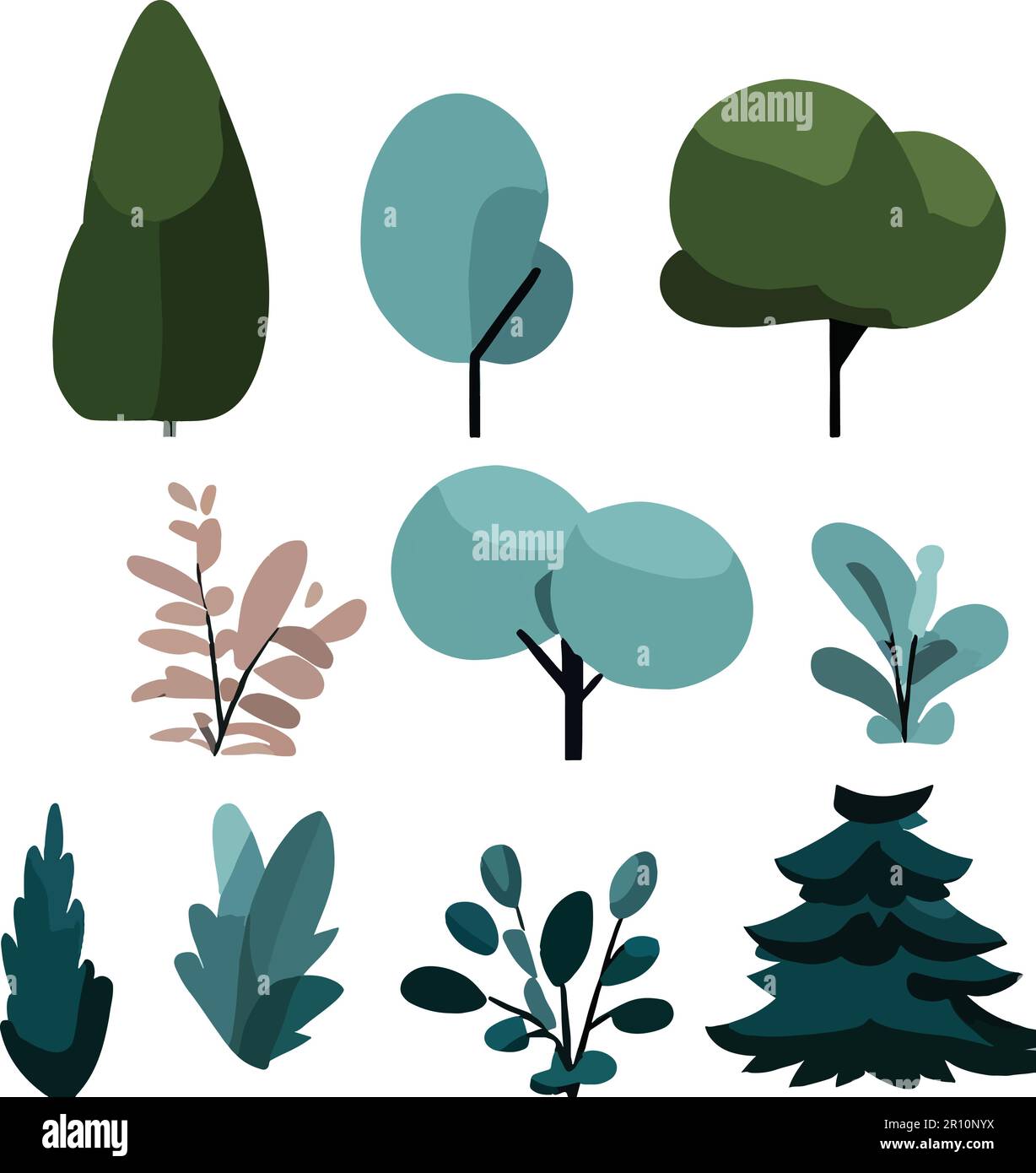 Incredible flat shrub forest frame floral vector Stock Vector Image ...