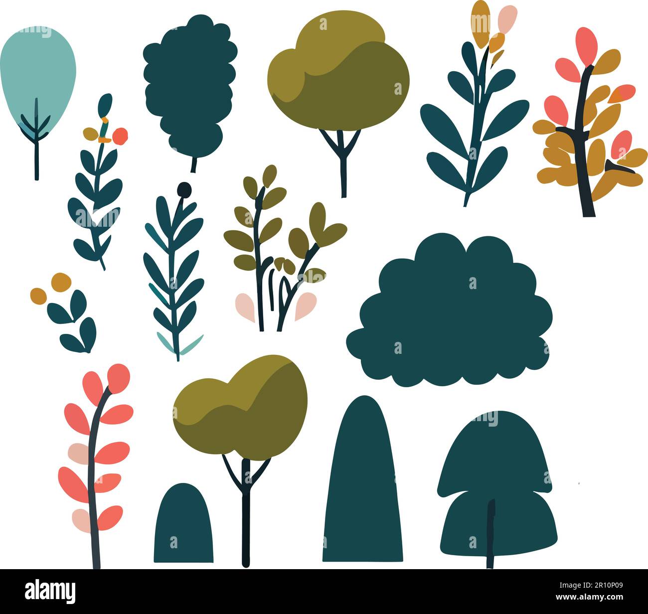Awesome flat shrub forest frame floral vector Stock Vector Image & Art ...