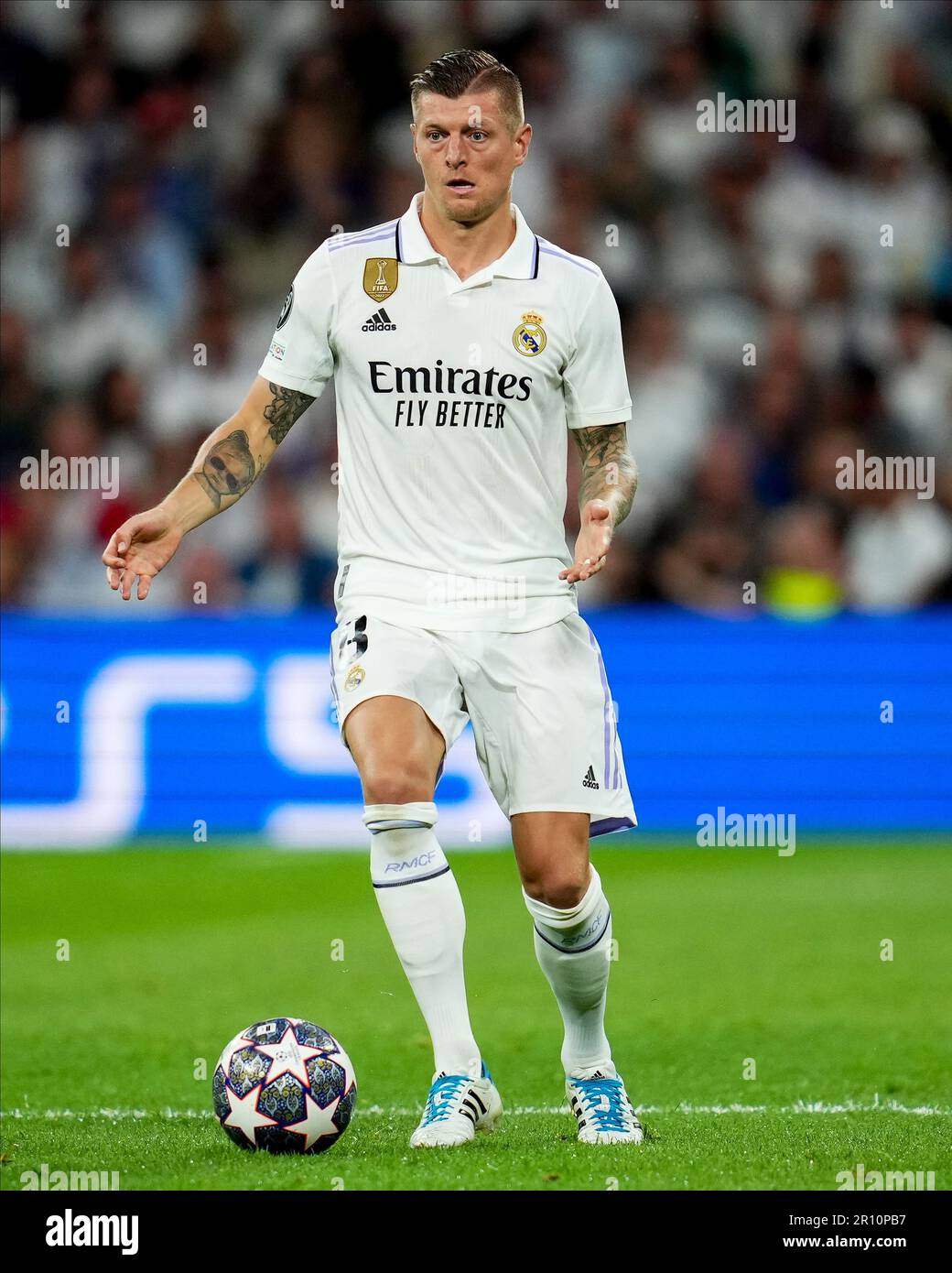 Madrid, Spain. May 9, 2023, Toni Kroos of Real Madrid during the La Liga match between Real ...