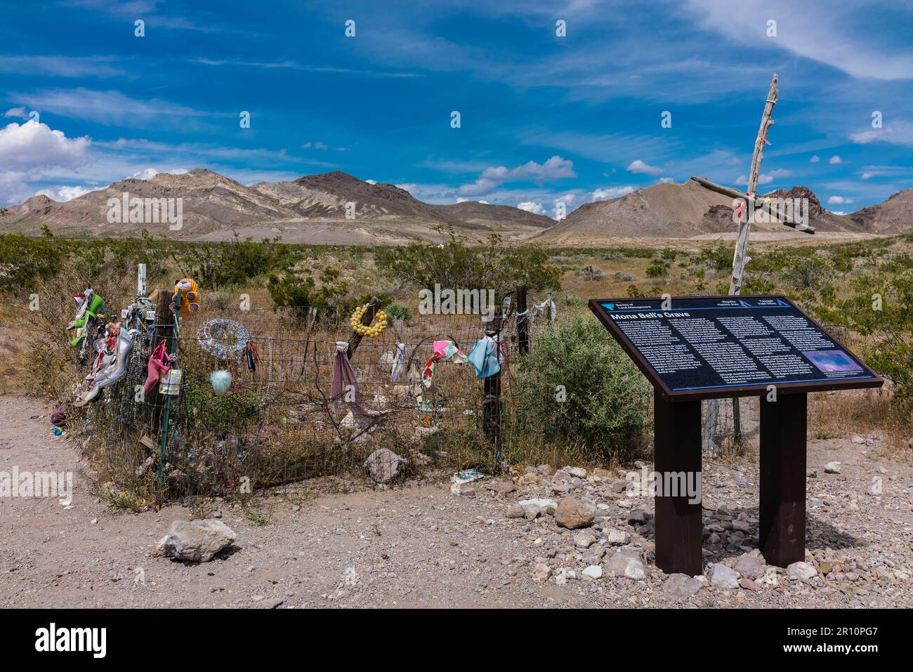 Mona Bell's fake grave in Rhyolite Nevada where she lived for some time ...