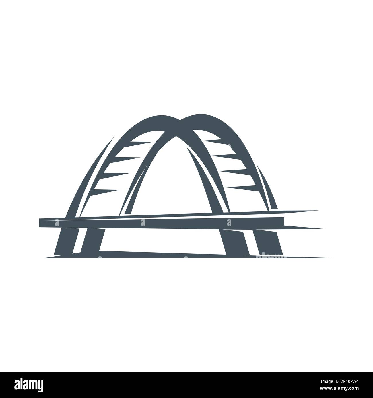 City arch bridge abstract icon or retro emblem. Urban transportation ...