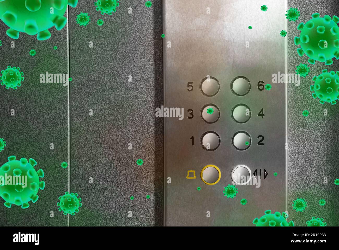 Stylish elevator call panel with germs, closeup Stock Photo - Alamy