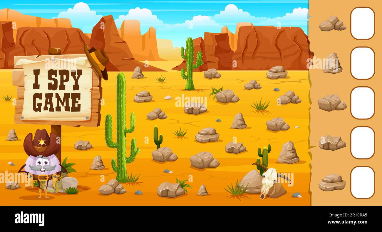 Western i spy game count the stones in Wild West desert. Kids vector ...