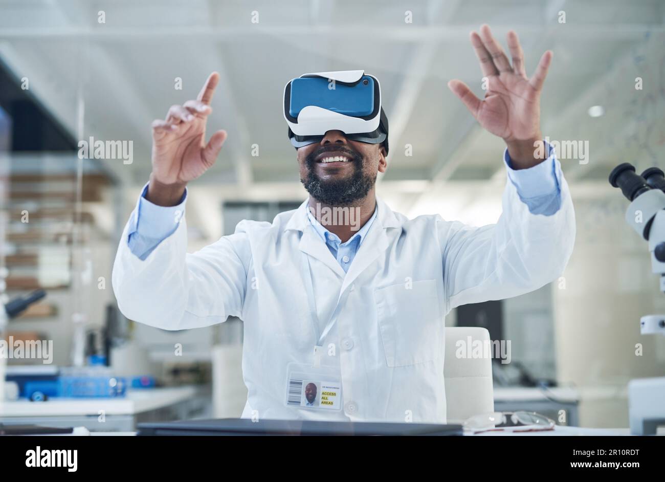 Male scientist using virtual reality hi-res stock photography and ...