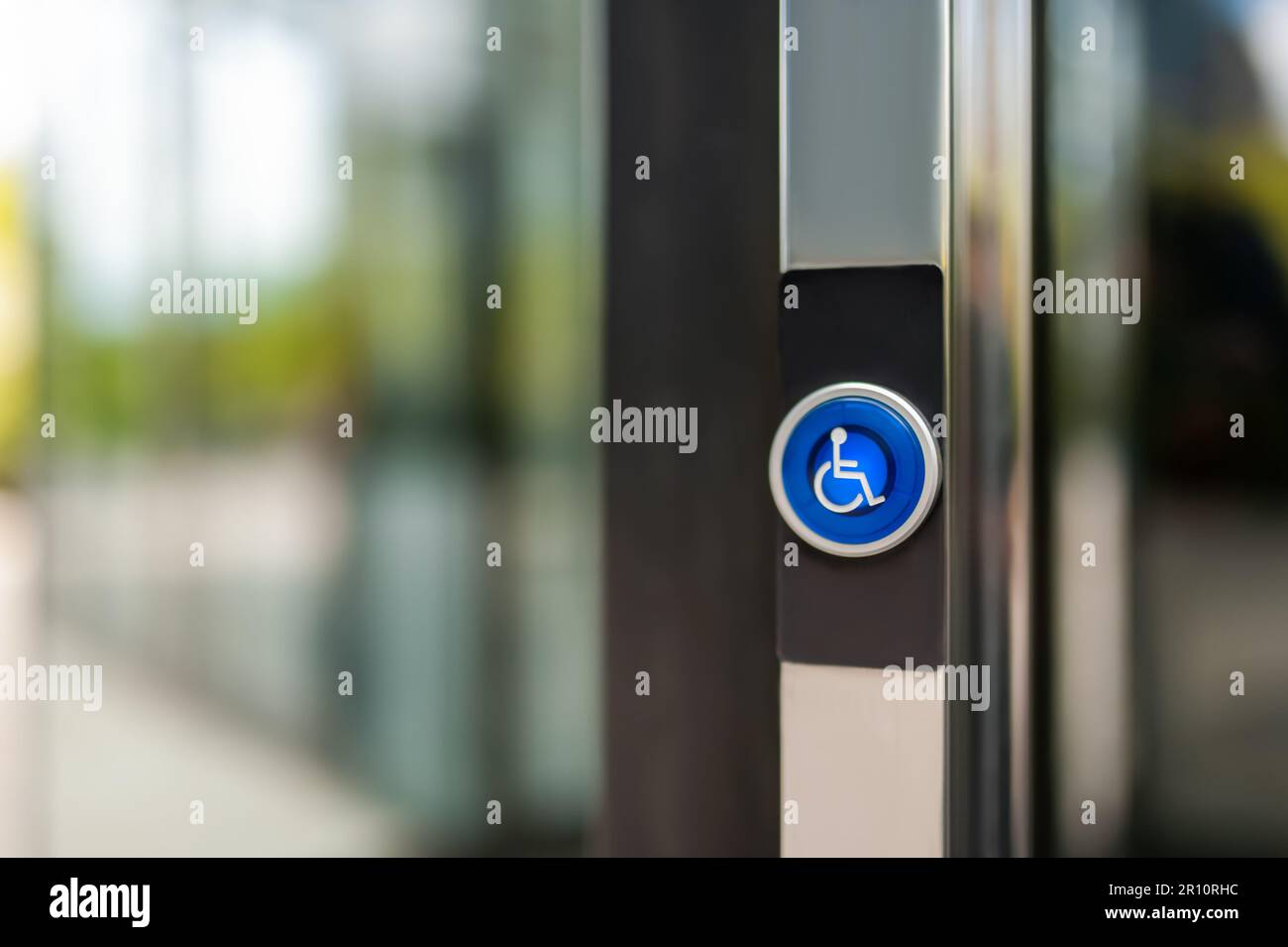 Blue bell button for people with disability Stock Photo - Alamy