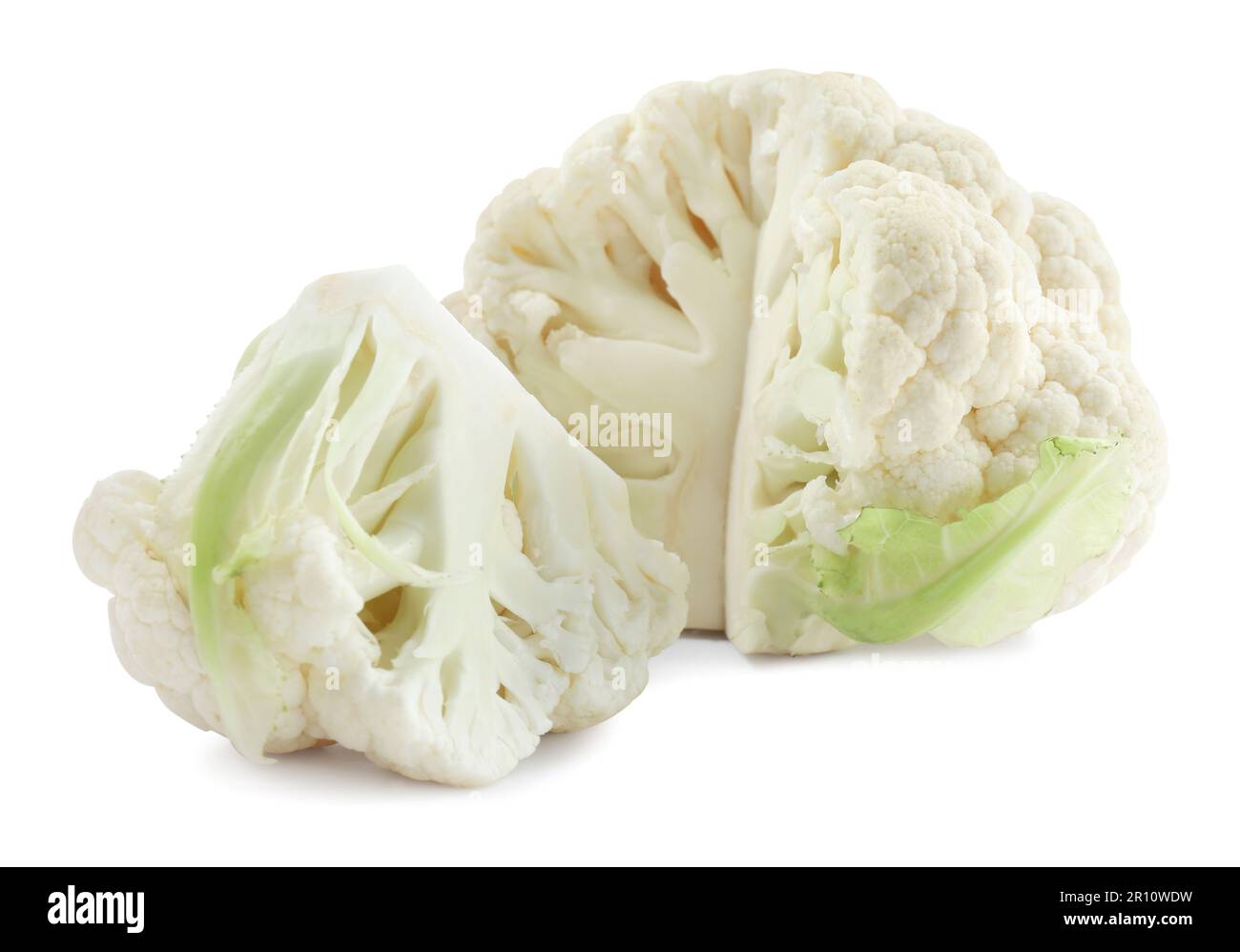Cut fresh raw cauliflower on white background Stock Photo - Alamy