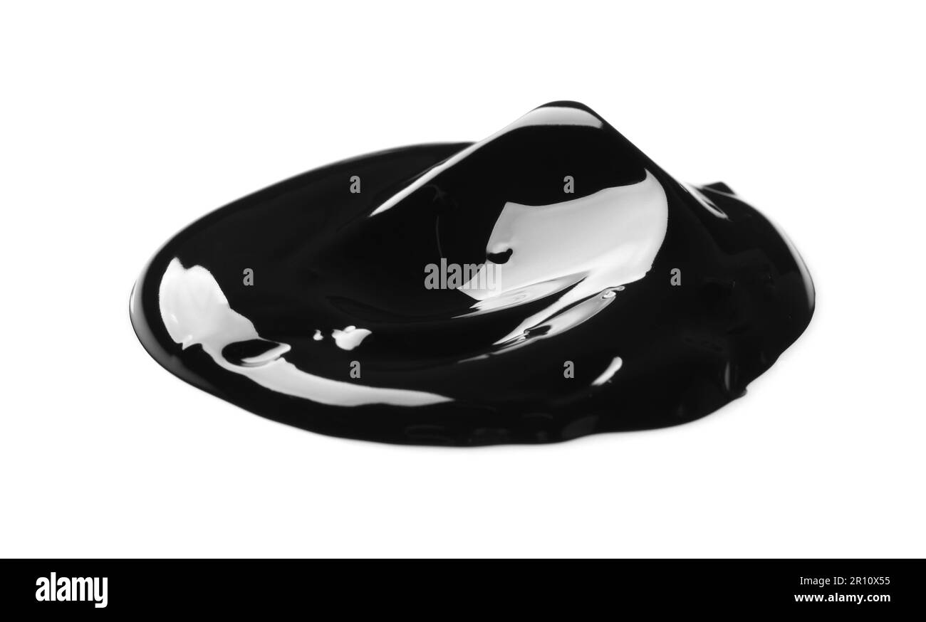 Black glossy paint sample on white background Stock Photo - Alamy