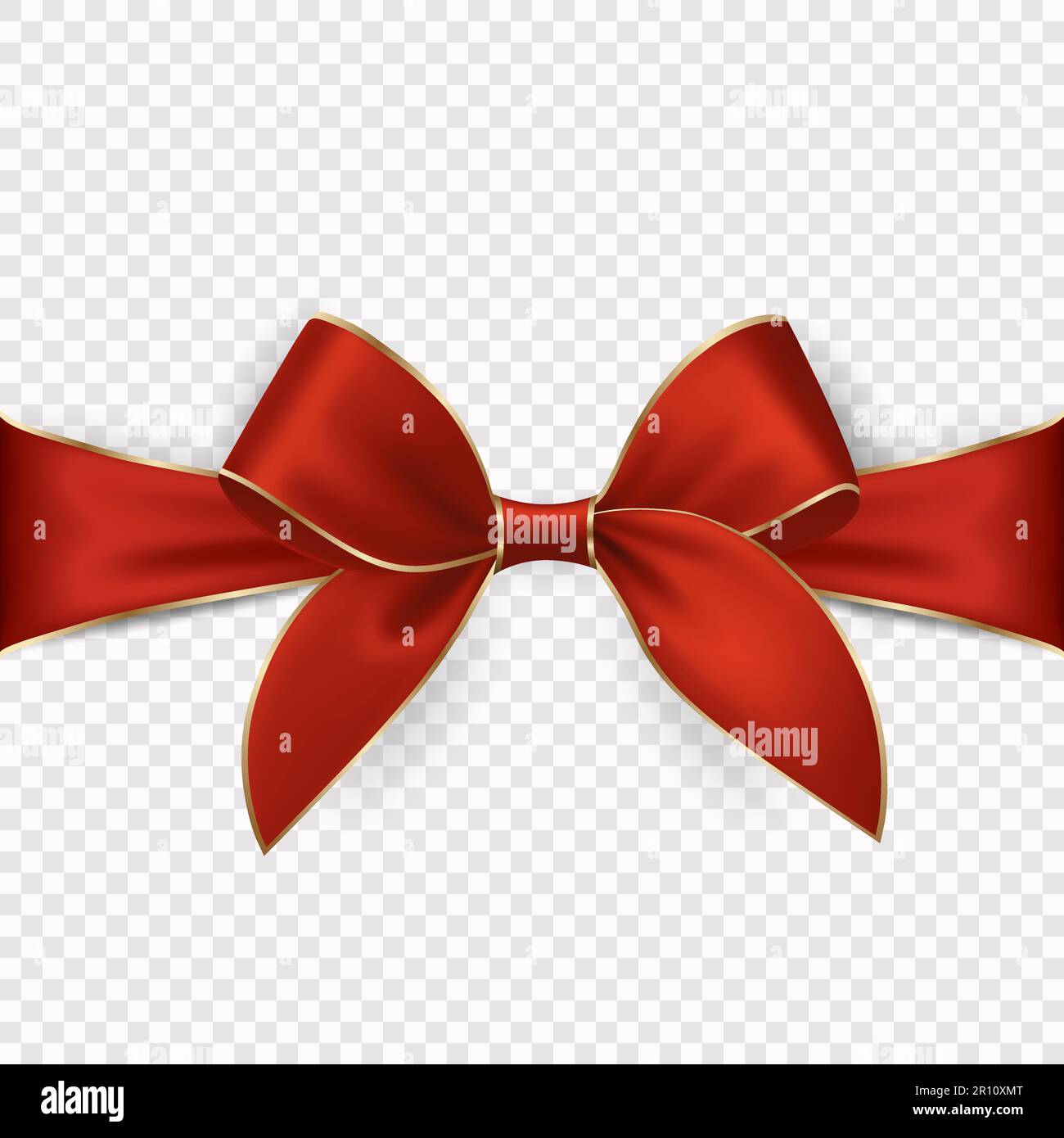 Vector 3d Realistic Red and Gold Gift Ribbon, Bow for Greeting Card ...