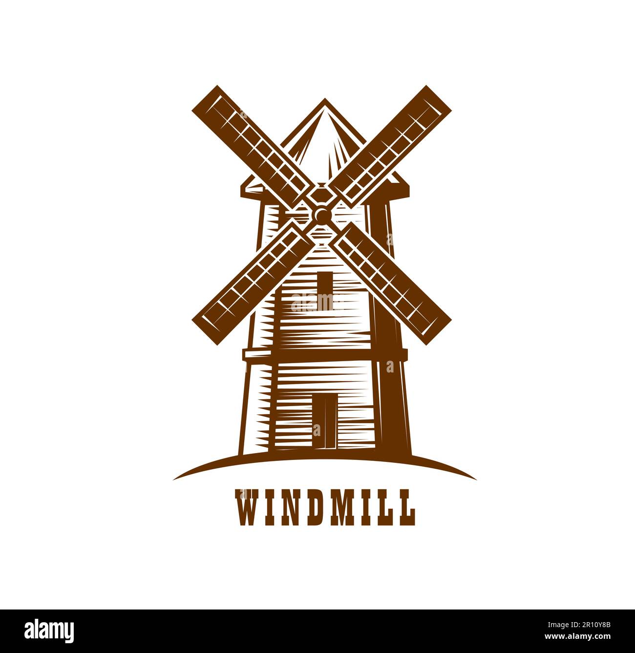 Windmill emblem. Agriculture company, bakery or bakehouse, wheat farm ...