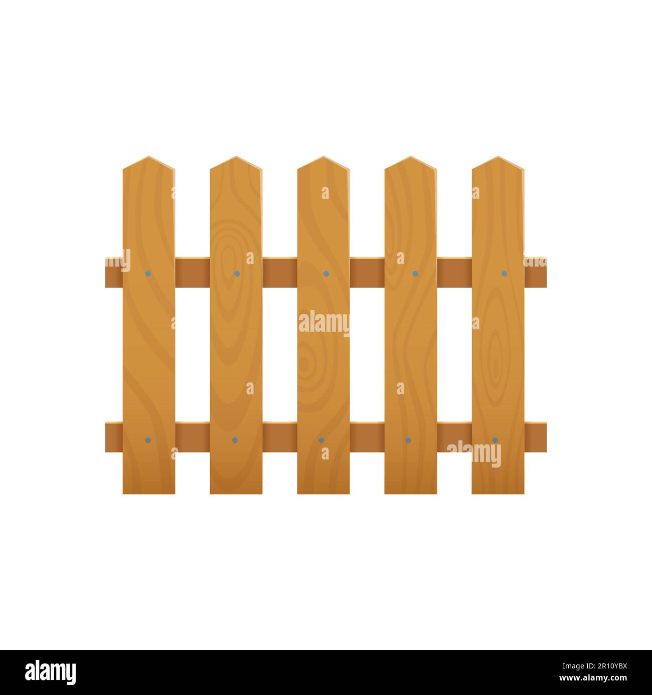 Wooden fence. Village home yard banister, farm barrier or ranch garden ...