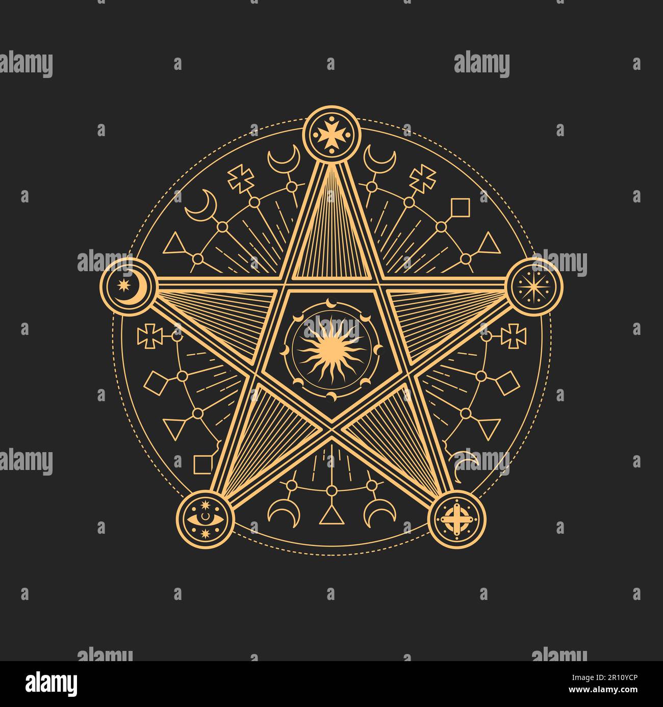 Esoteric and occult pentagram, mason or tarot symbol. Vector sacred ...