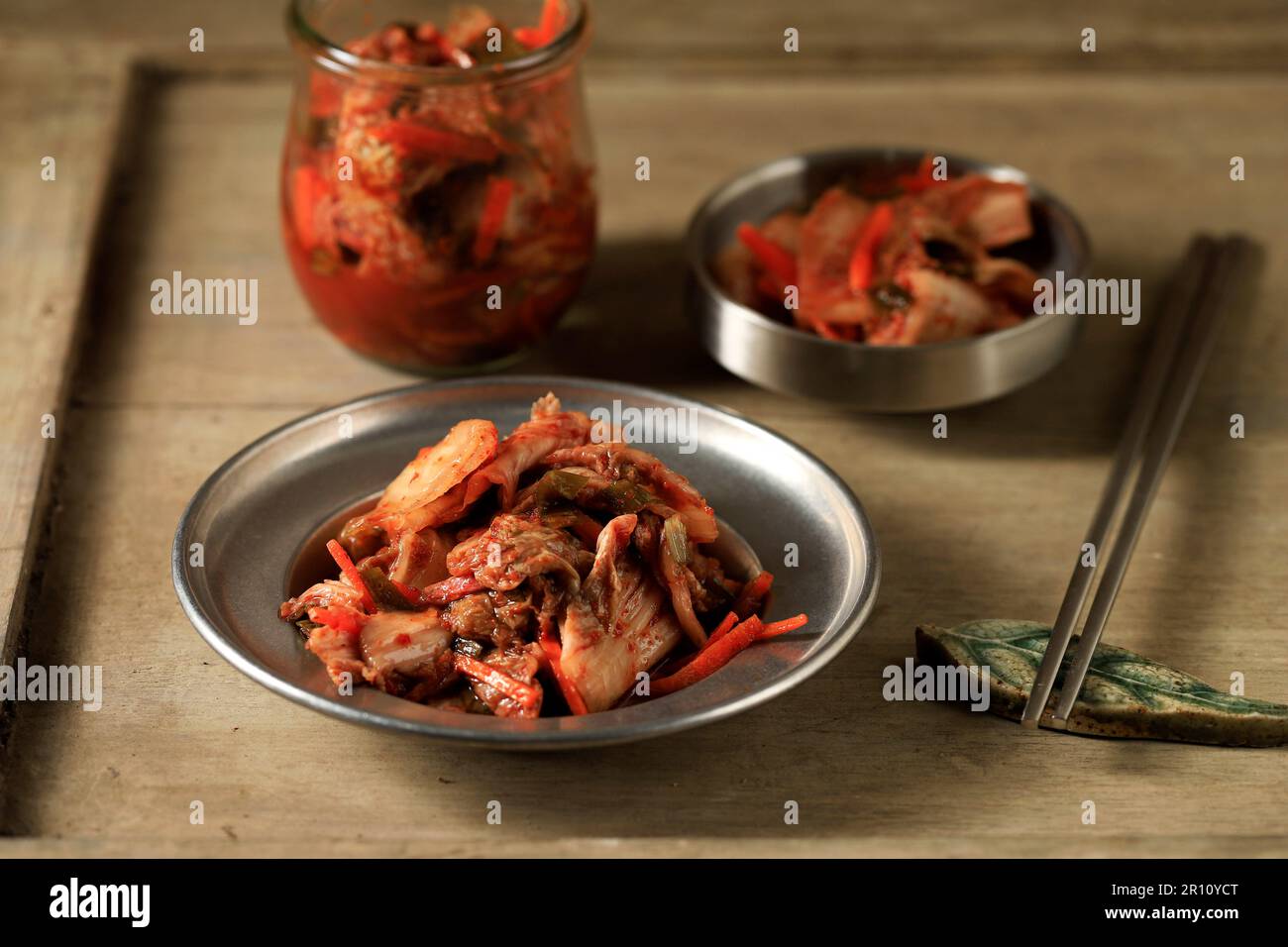 Napa Cabbage Kimchi on Small Korean Side Dish Plate. Kimchi is ...