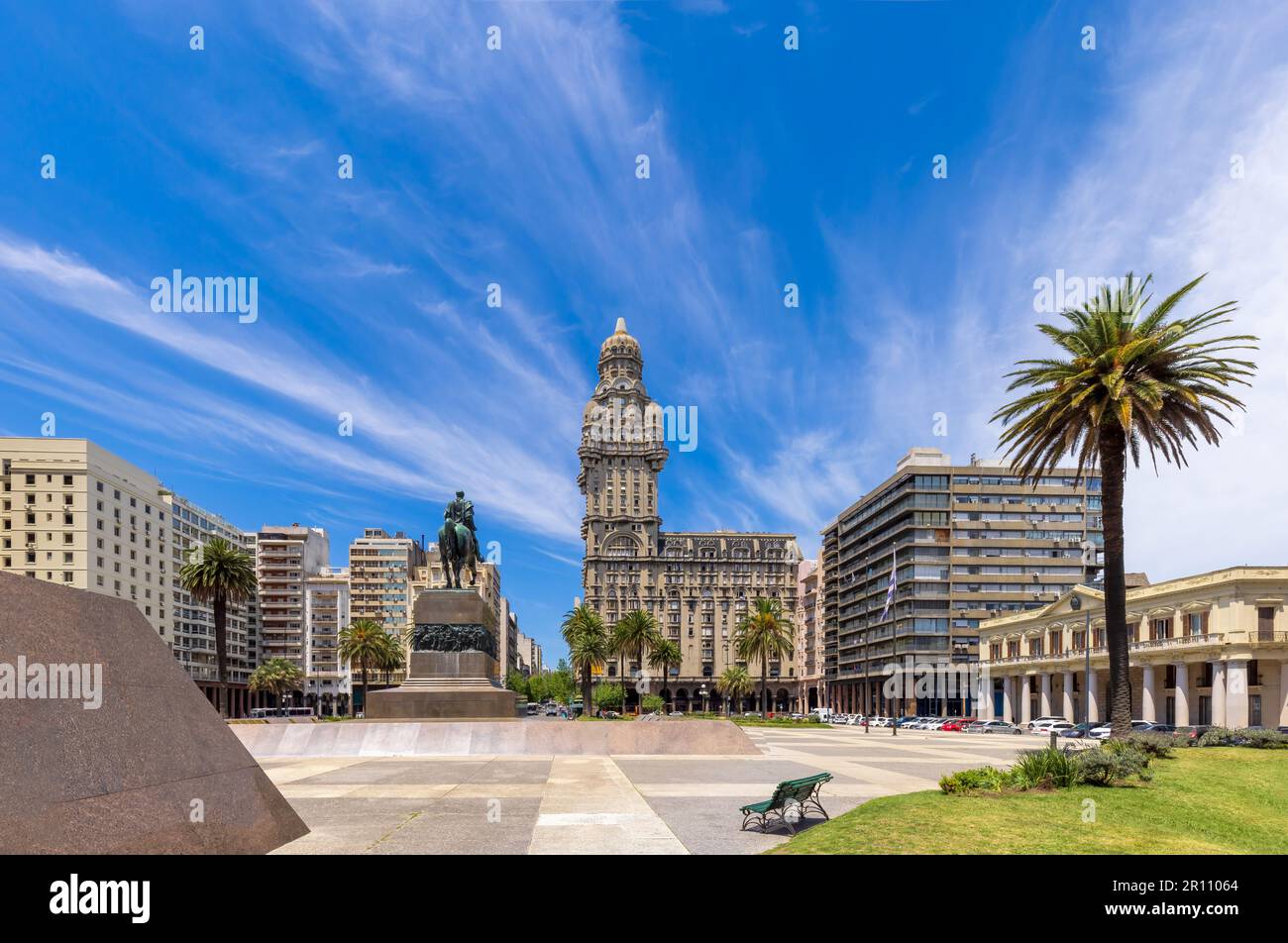 Uruguay, Montevideo Independence Square in historic city center, a ...