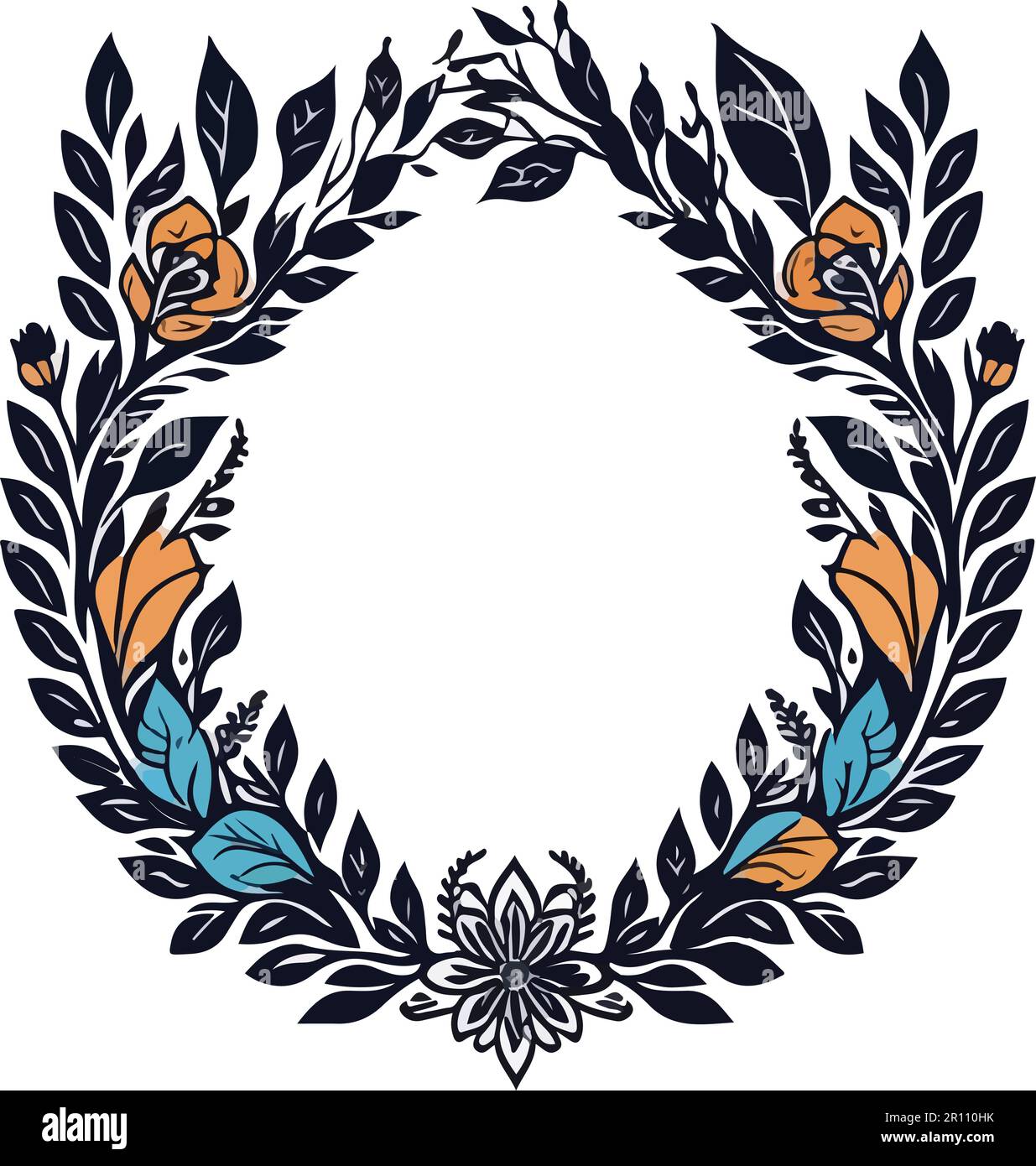 Beautiful flat floral circle frame art vector Stock Vector Image & Art ...