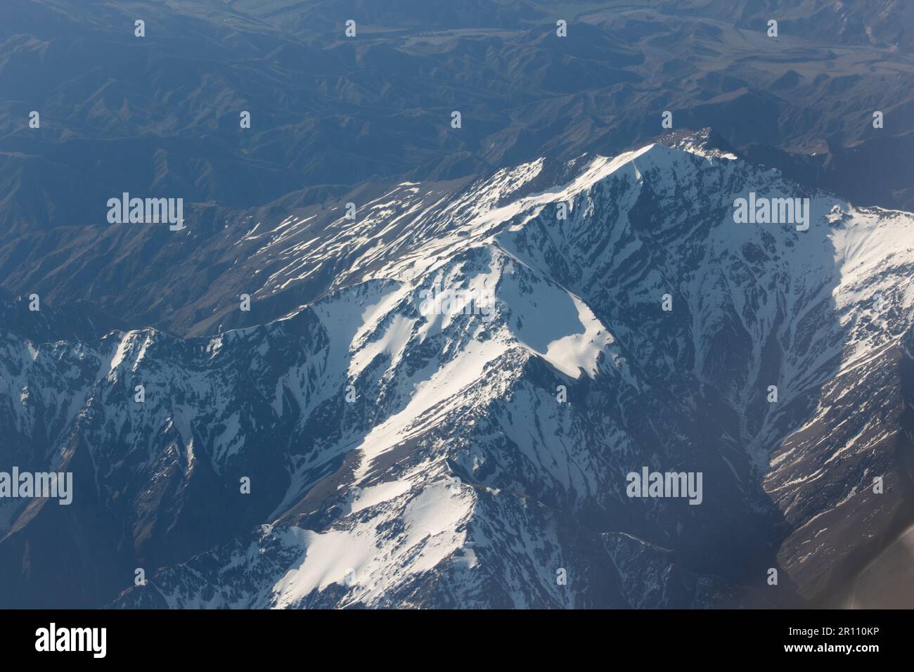 Aerial view of the Kaikoura Ranges taken from an aircraft flying over ...