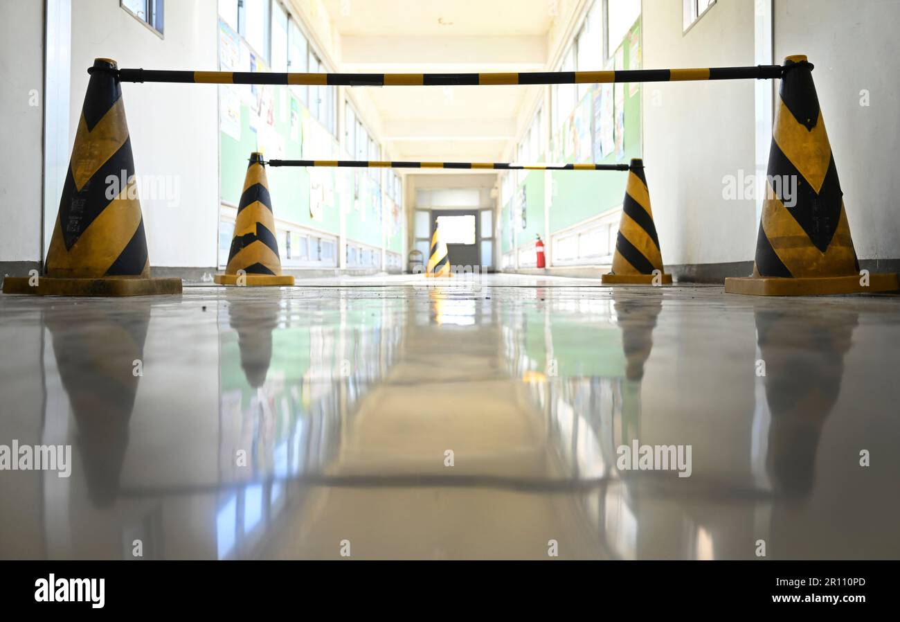The connecting corridor on the second floor is closed after the ceiling ...