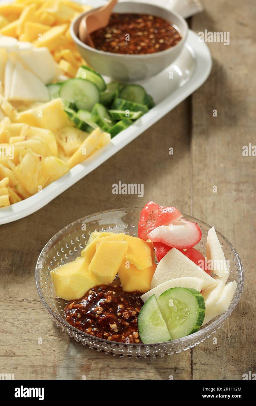 Rujak Lotis, Indonesian Fruit Salad with Various Sliced Fruit and ...