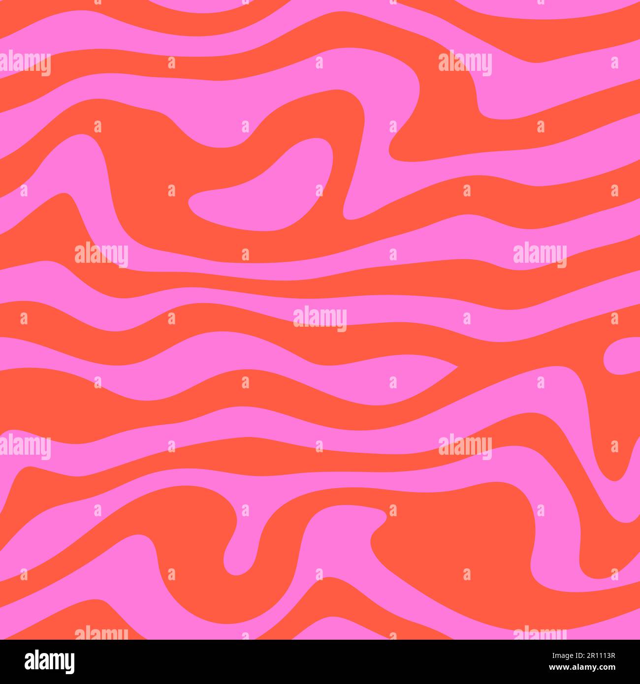 Groovy Waves Seamless Pattern Psychedelic Curved Vector Background In 1970s Hippie Retro Style