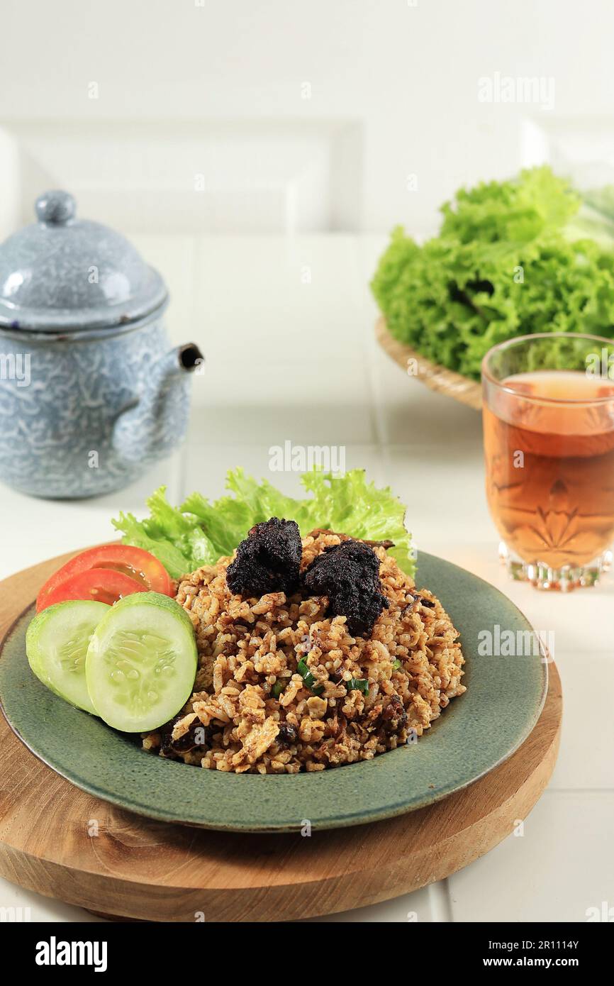 Nasi Goreng Rendang, Fried Rice with Padang Beef Stew. Indonesian ...