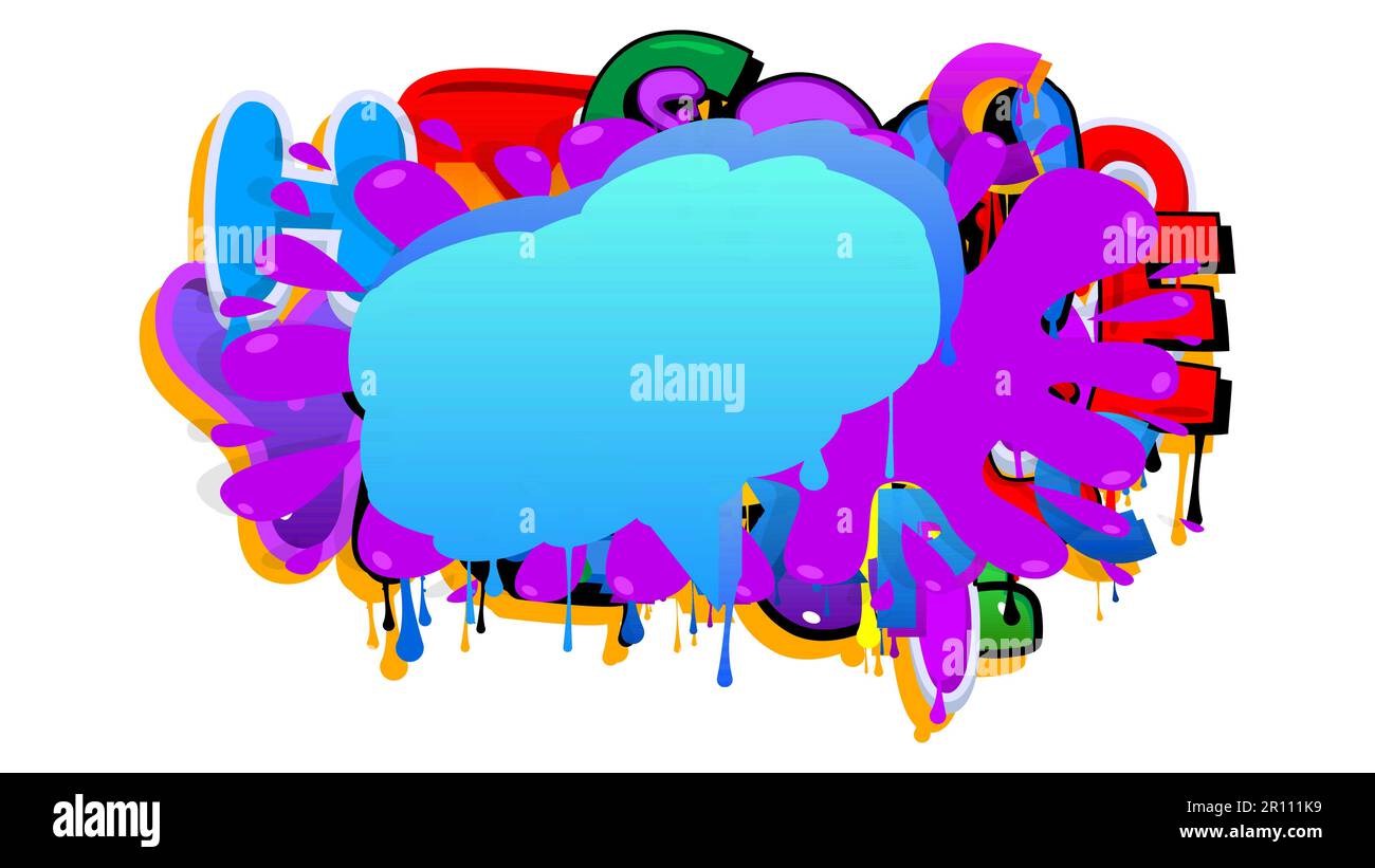 Blue Speech Bubble Graffiti with purple elements on abstract Background ...
