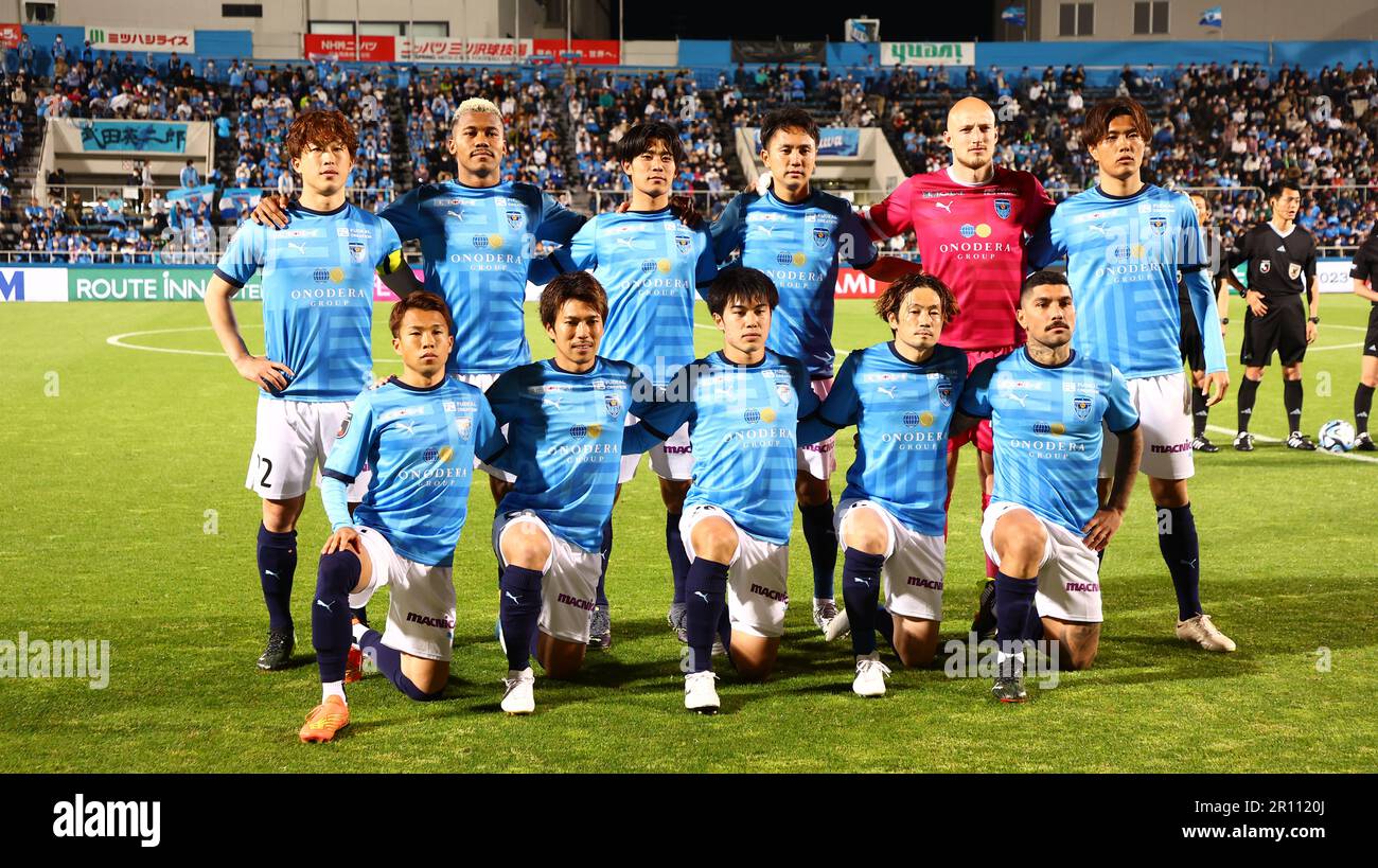 Yokohama FC team group line-up before the 2023 J1 League match between Yokohama FC 1-0 Albirex ...