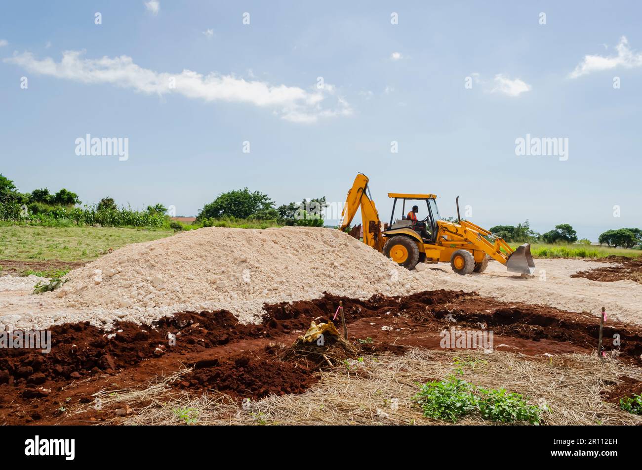 Leveling Marl On Road Construction with a Frontend Loader Stock Photo ...