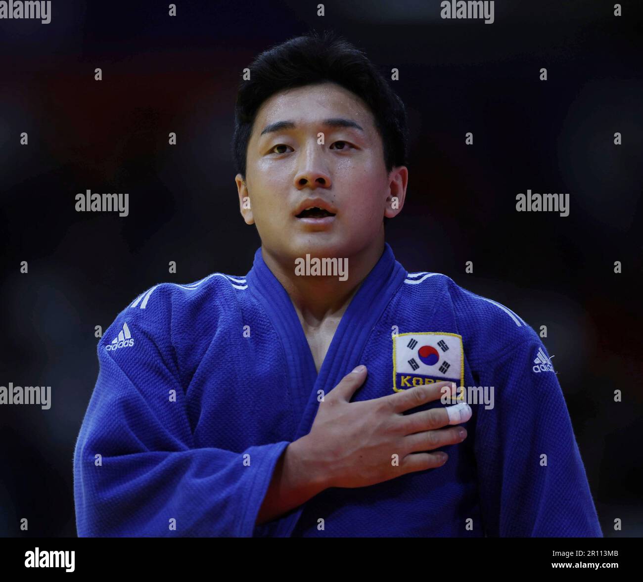 Lee Joon-hwan of South Korea reacts during men's (male) -81kg bronze ...