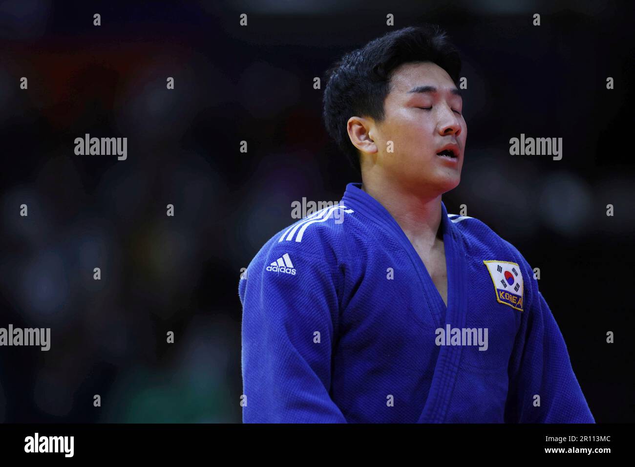 Lee Joon-hwan of South Korea reacts during men's (male) -81kg bronze ...