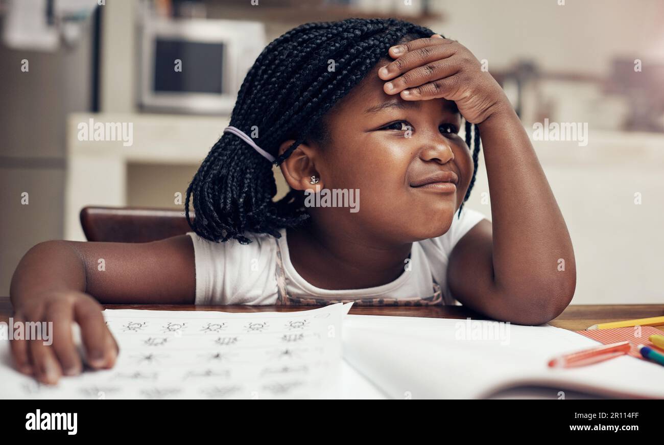 What could the answer be. an adorable little girl thinking hard while ...