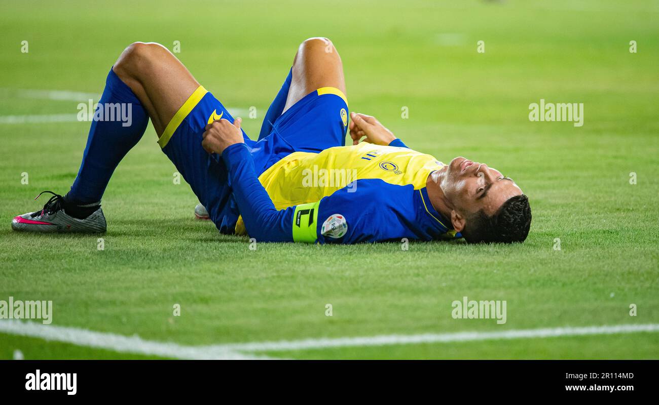 Cristiano Ronaldo of Al-Nassr FC in action against Al-Raed FC during ...