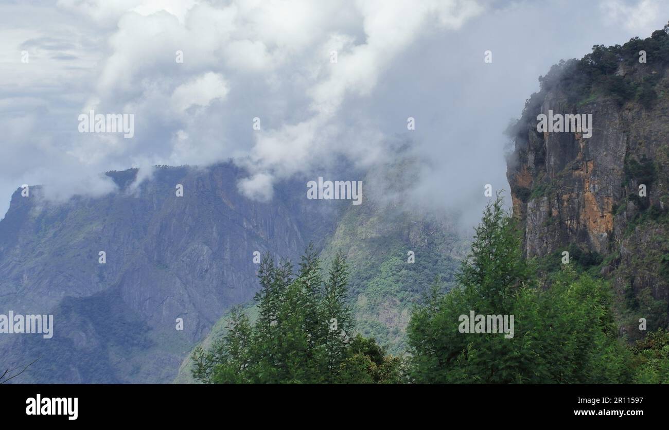 scenic mountainscape and panoramic view of palani hills from kodaikanal ...
