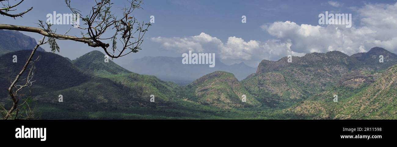 scenic mountainscape and panoramic view of palani hills from kodaikanal ...