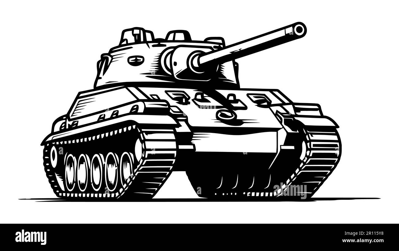 Silhouette tank logo template. Vector illustration isolated on white ...