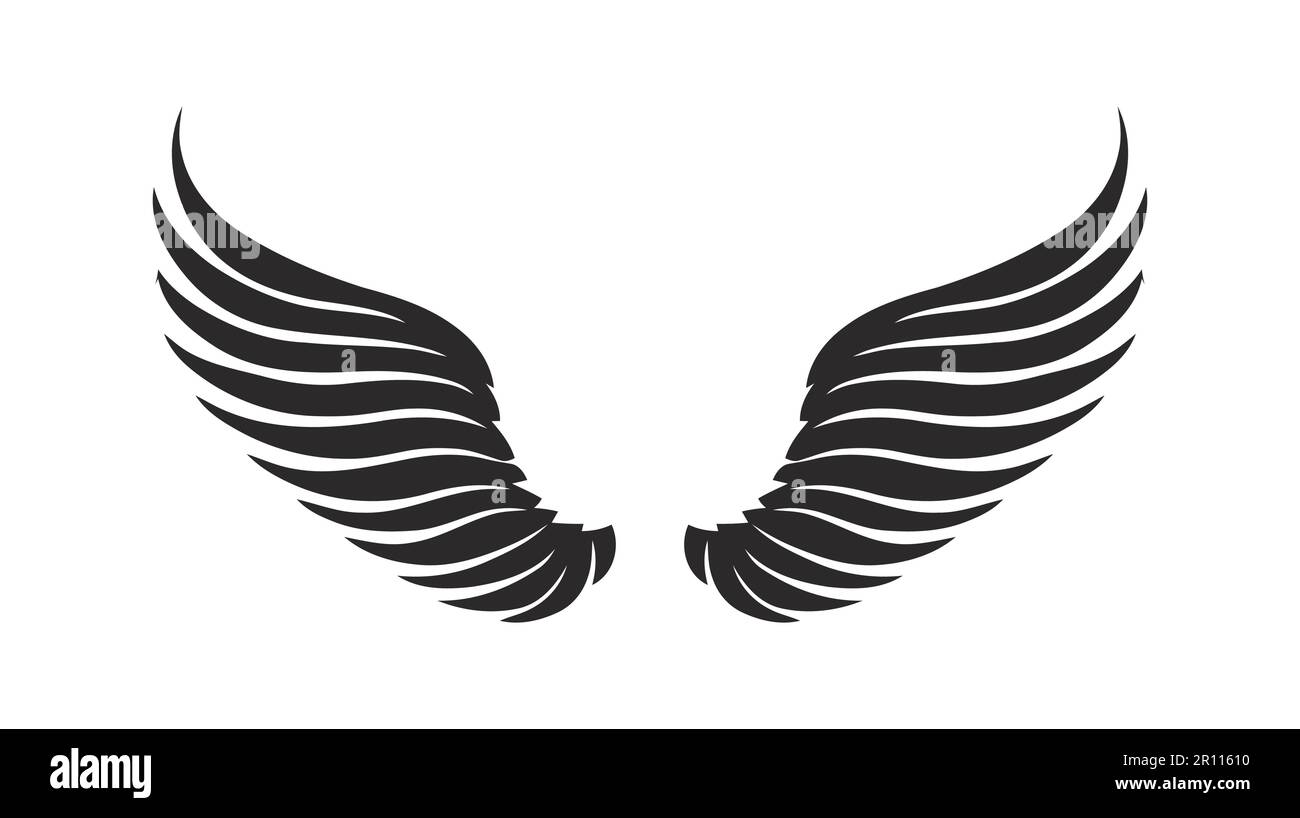 Angel wings, bird wings collection cartoon hand drawn vector ...