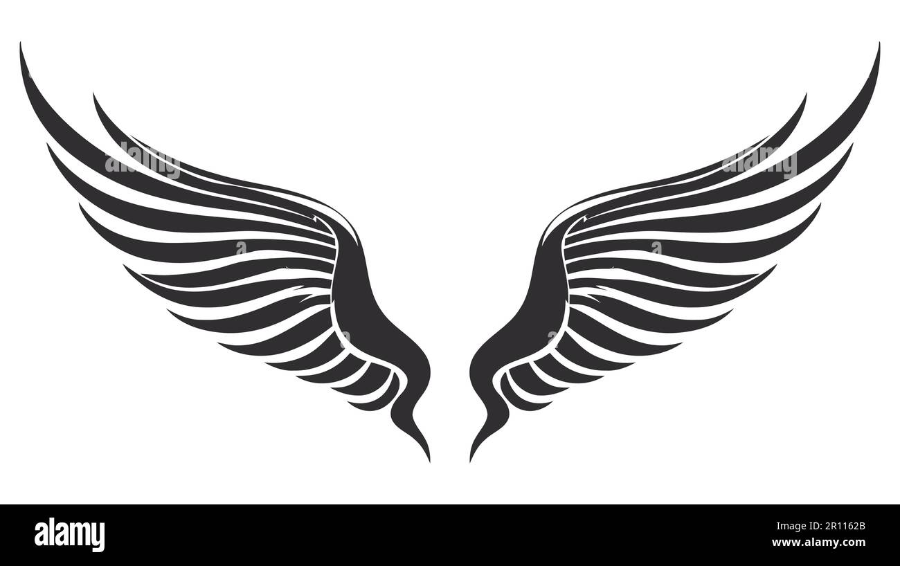 Angel wings, bird wings collection cartoon hand drawn vector ...