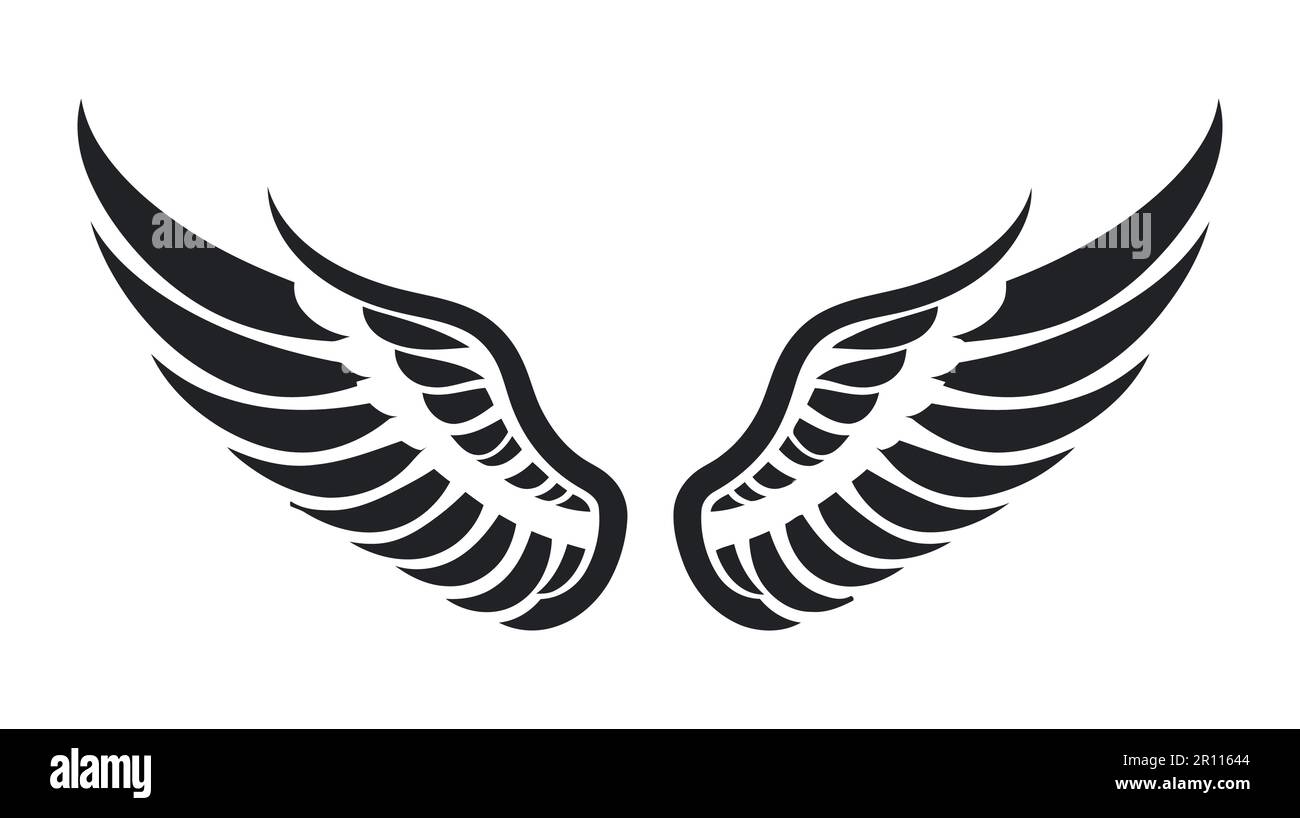 Angel wings, bird wings collection cartoon hand drawn vector ...