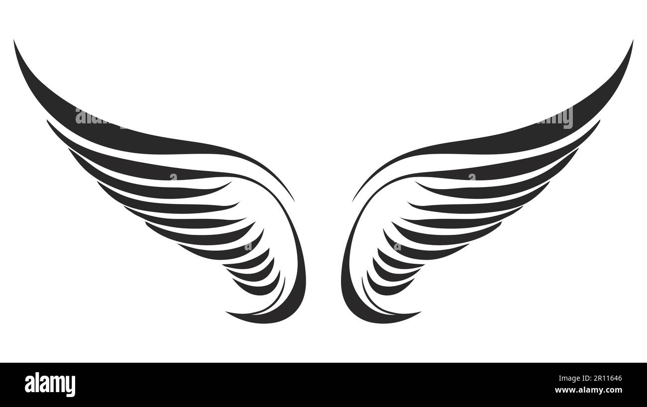 Angel wings, bird wings collection cartoon hand drawn vector ...