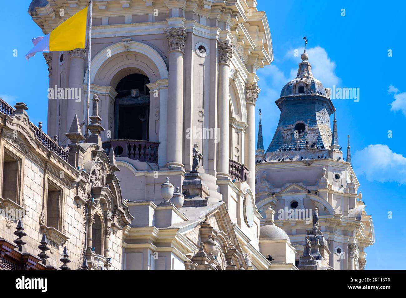 Lima, Peru, Archbishop Palace on colonial Central plaza Mayor or Plaza ...