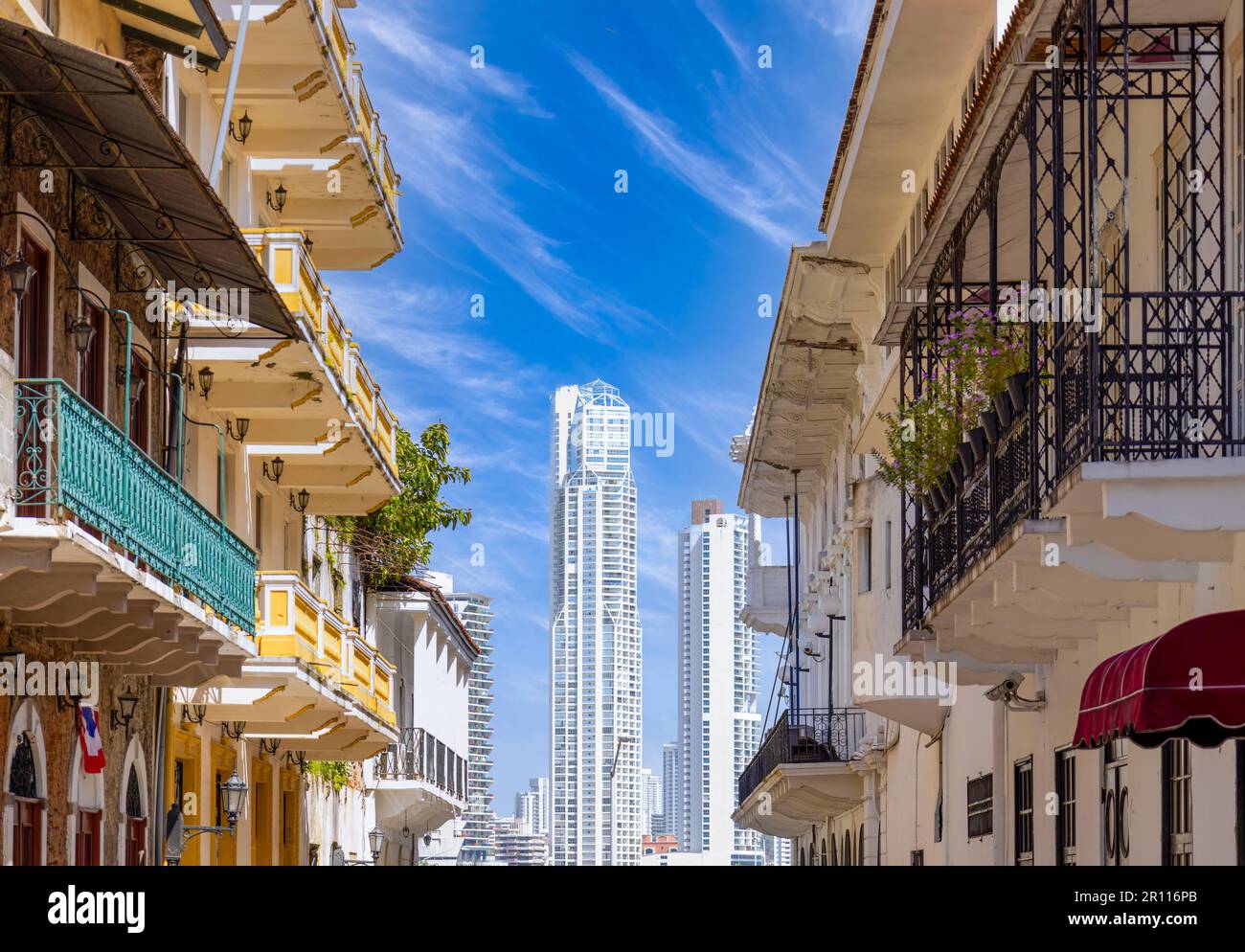 Panama, Panama City historic center Casco Viejo colorful streets and ...