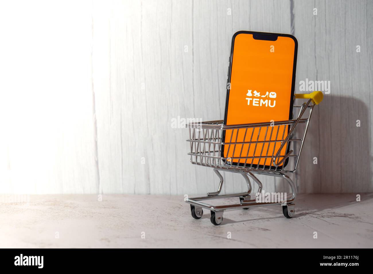 Gdansk, Poland - March 2023 Temu app icon in screen of mobile phone ...