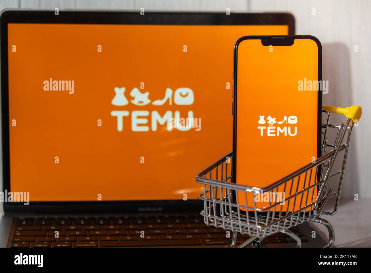 Gdansk, Poland - March 2023 Temu app icon in screen of MacBook Apple ...