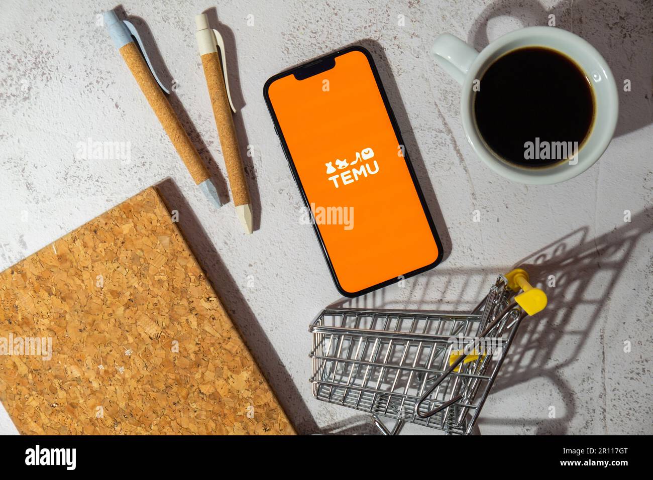 Gdansk, Poland - March 2023 Temu app icon in screen of mobile phone ...